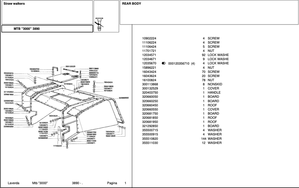 Laverda 3890 Parts Catalogue Parts Catalogue, Spares List Manual PDF ...